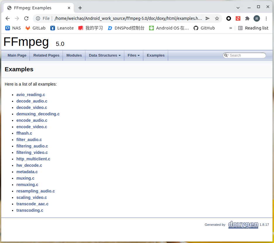 FFmpeg Examples 涉及的 API - 『魏超』的 blog