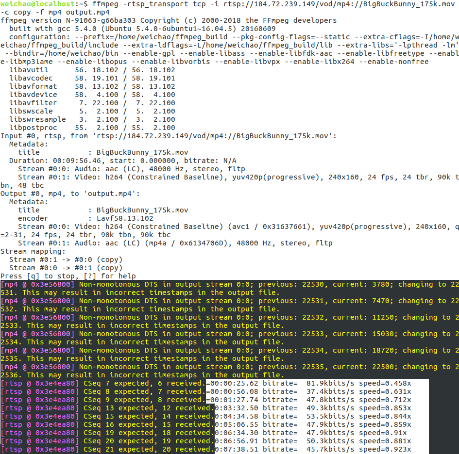 FFmpeg 录制 RTSP 流 - 『魏超』的 blog